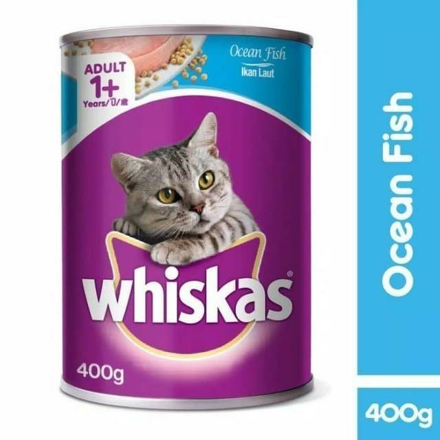 Whiskas 400 Gr Adult Ocean Fish Wet Cat Food Can Packaging | Shopee ...