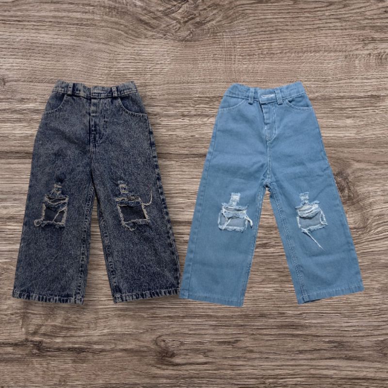 Girls' REGULAR KOREAN RIPPED RIPPED CULOT JEANS STYLISH | Shopee ...