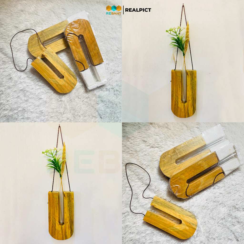 REBANT (COMPLETE PACKAGE) Hanging Wooden Flower Vase Letter 'U ...