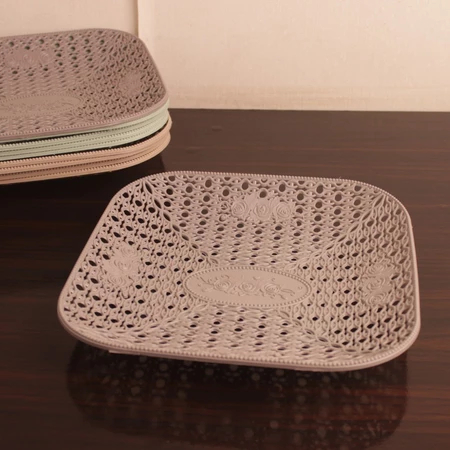 MAWAR Rattan Plastic Plate - Rose knit plate - 24 cm rectangular plate eriko | Shopee Philippines