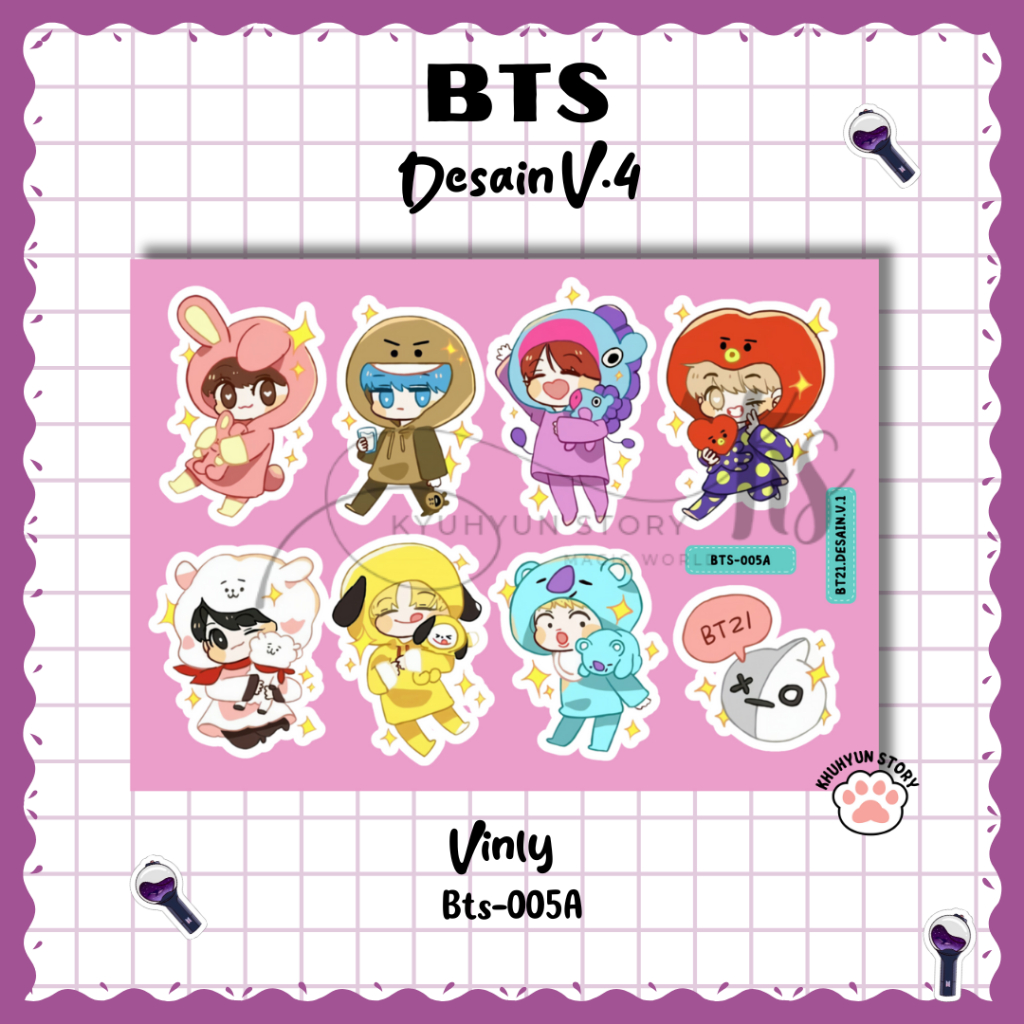 HP Kpop Bts Chibi Anime Biti21 Sticker Cute Cartoon Vinly Deco ...