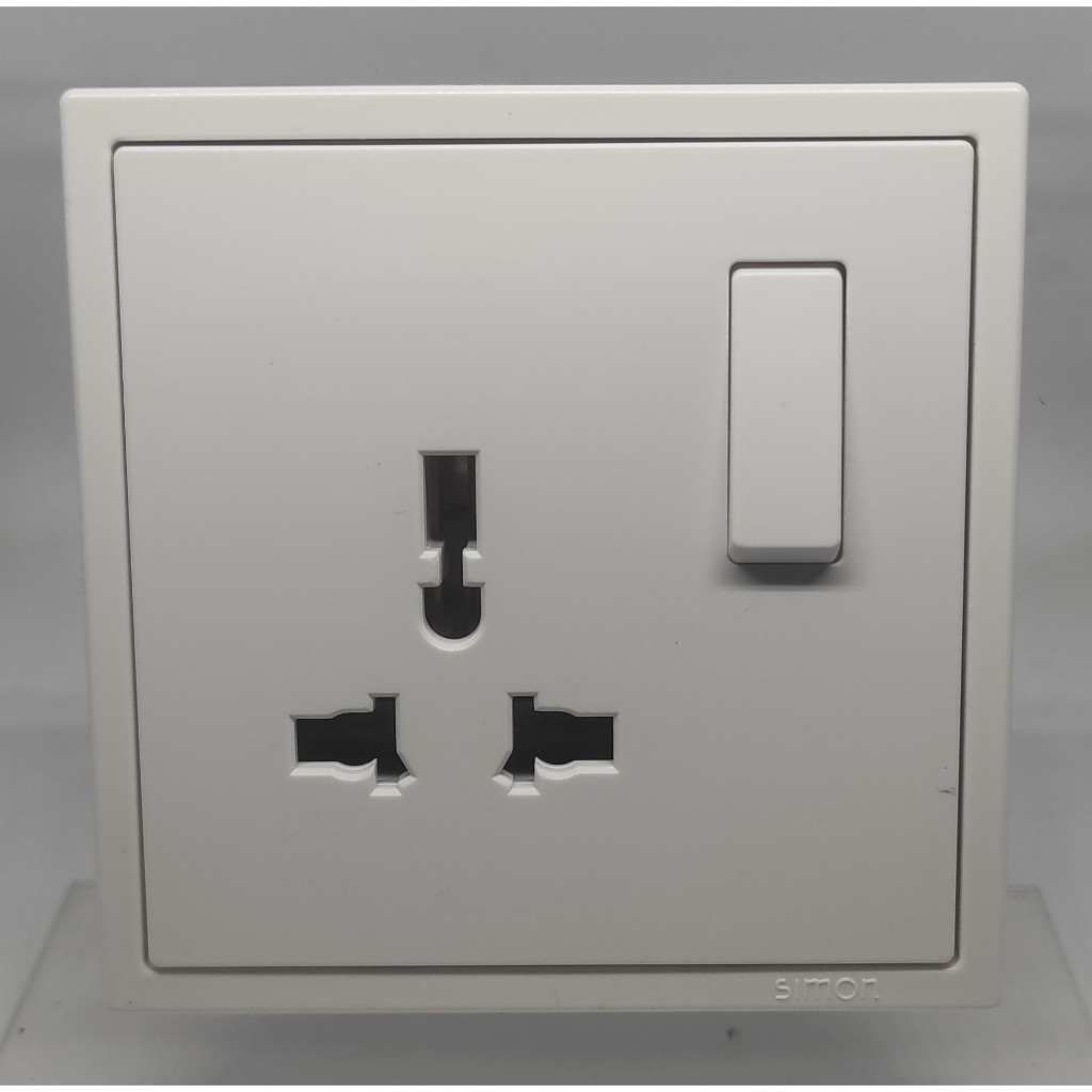 SIMON I7 WHITE UNIVERSAL SOCKET W/ SWITCH / MULTI SOCKET WITH ON OFF ...