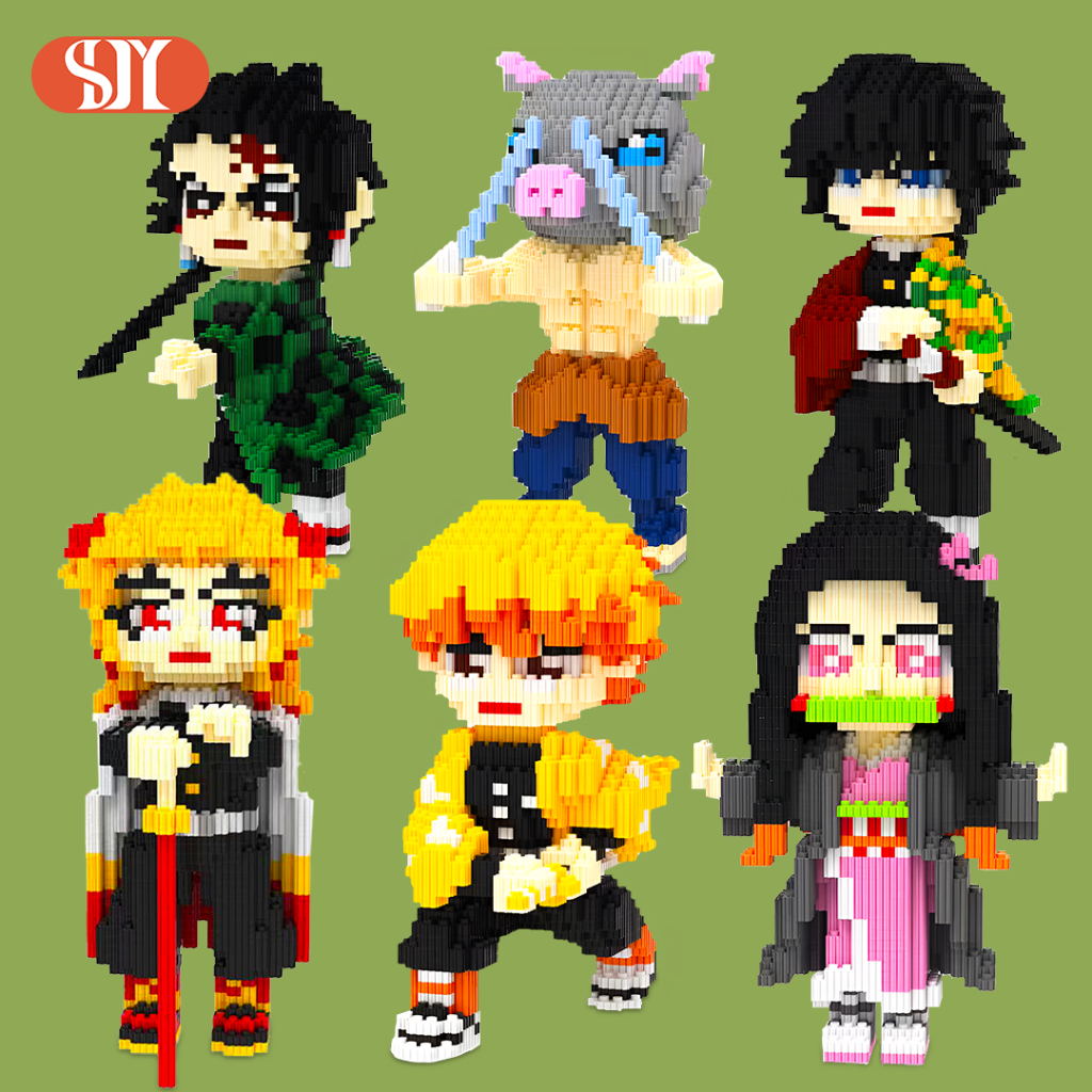 Nano Blocks Bricks Demon Slayer Giyu Rengoku Medium 3D Animation ...