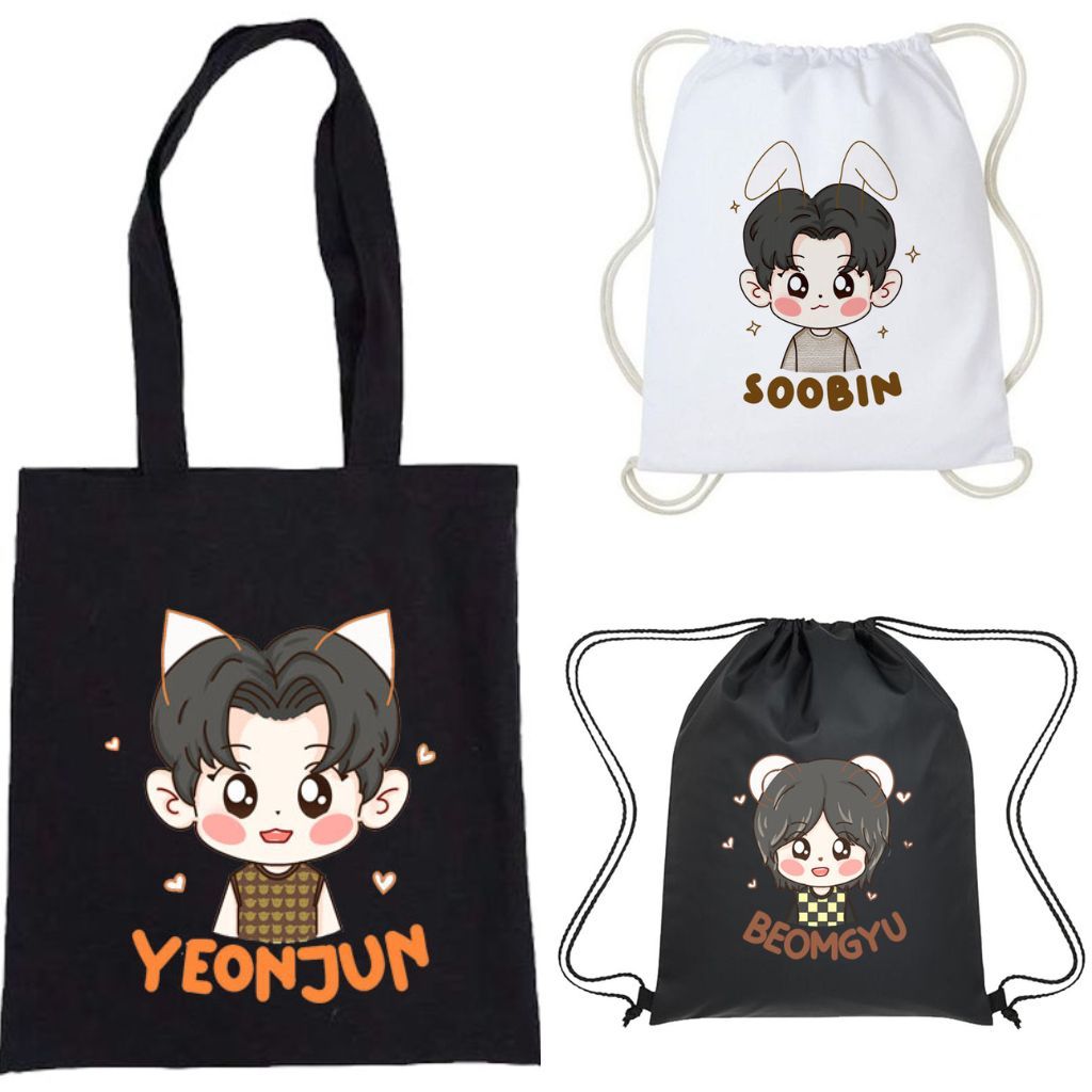 Cute TXT Chibi Totebag kpop Korea Canvas Drawstring Bag for Women ...