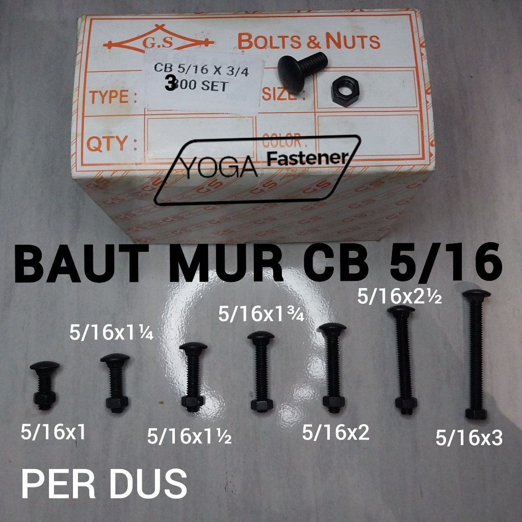 1 Box of CB Nut Bolts 5/16 lock nut bolts 12 truck bed bolts fence ...