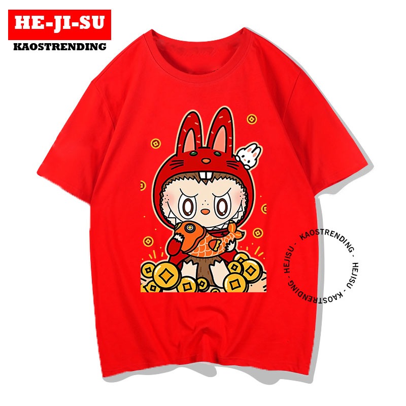 MERAH Hejisu Red Labubu Chinese New Year T-Shirt Unisex Red Happy Lucky ...