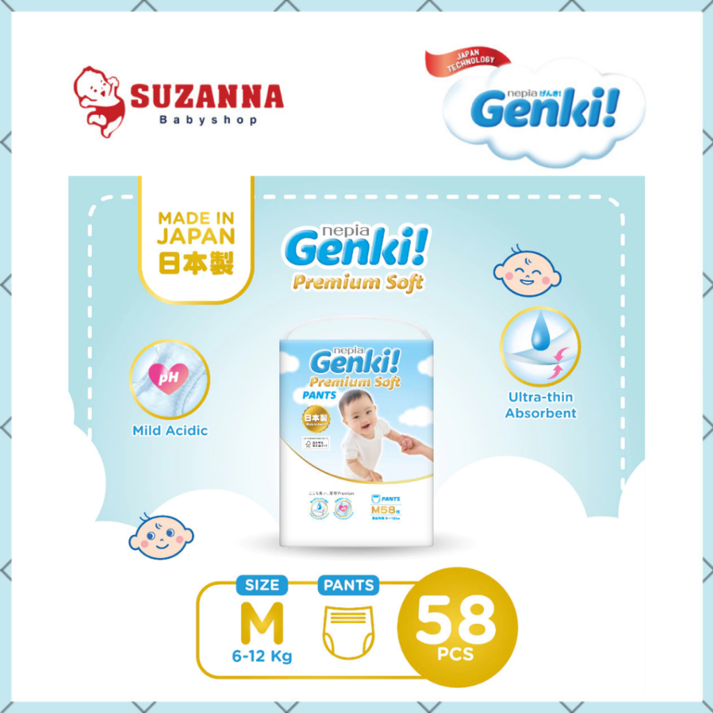 Nepia Genki M58 Pants Jumbo Baby Diapers - Premium Baby Diapers Pants Diapers | Shopee Philippines