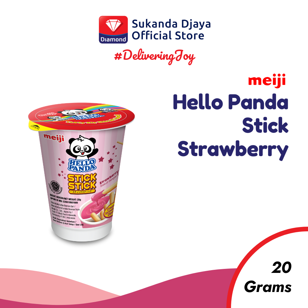 Meiji Hello Panda Stick Biscuit Strawberry Light Snack 20 Gr | Shopee ...