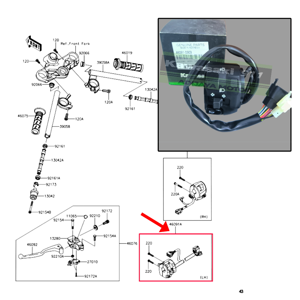 KAWASAKI SWITCH HANDLEBAR SWITCH Kiri NINJA 250 RR MONOkawasaki ...
