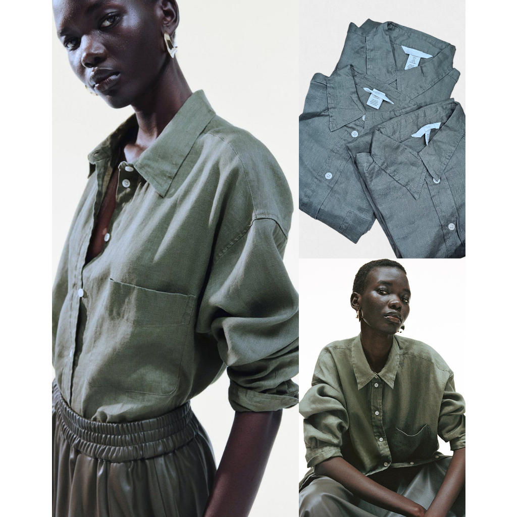 Hm Oversized Linen Shirt - 5836 | Shopee Philippines