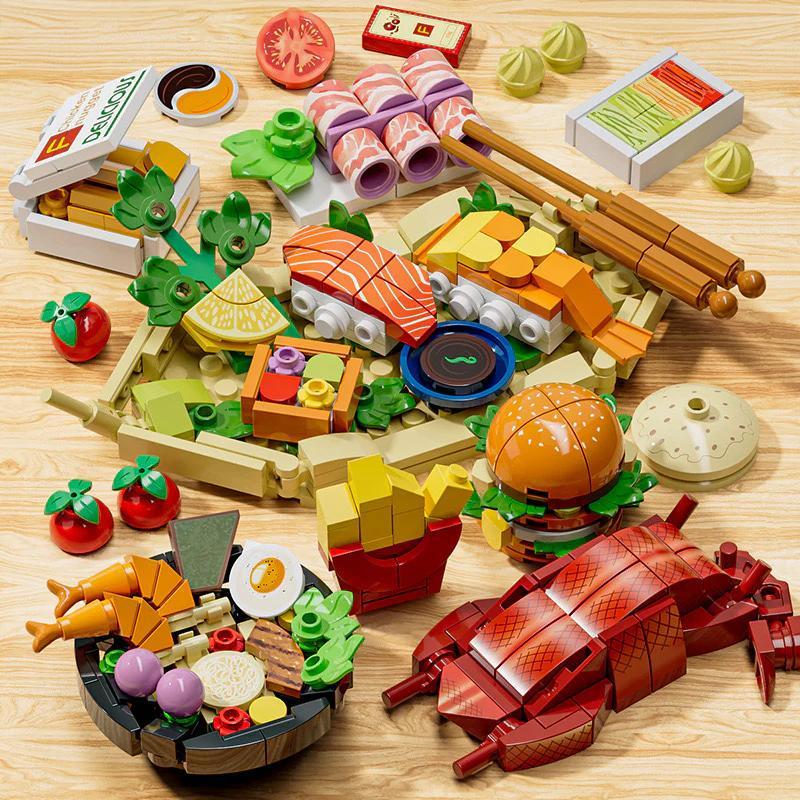 Kids Toys bricks block menu food set gourmet pocket Raft food | Shopee ...