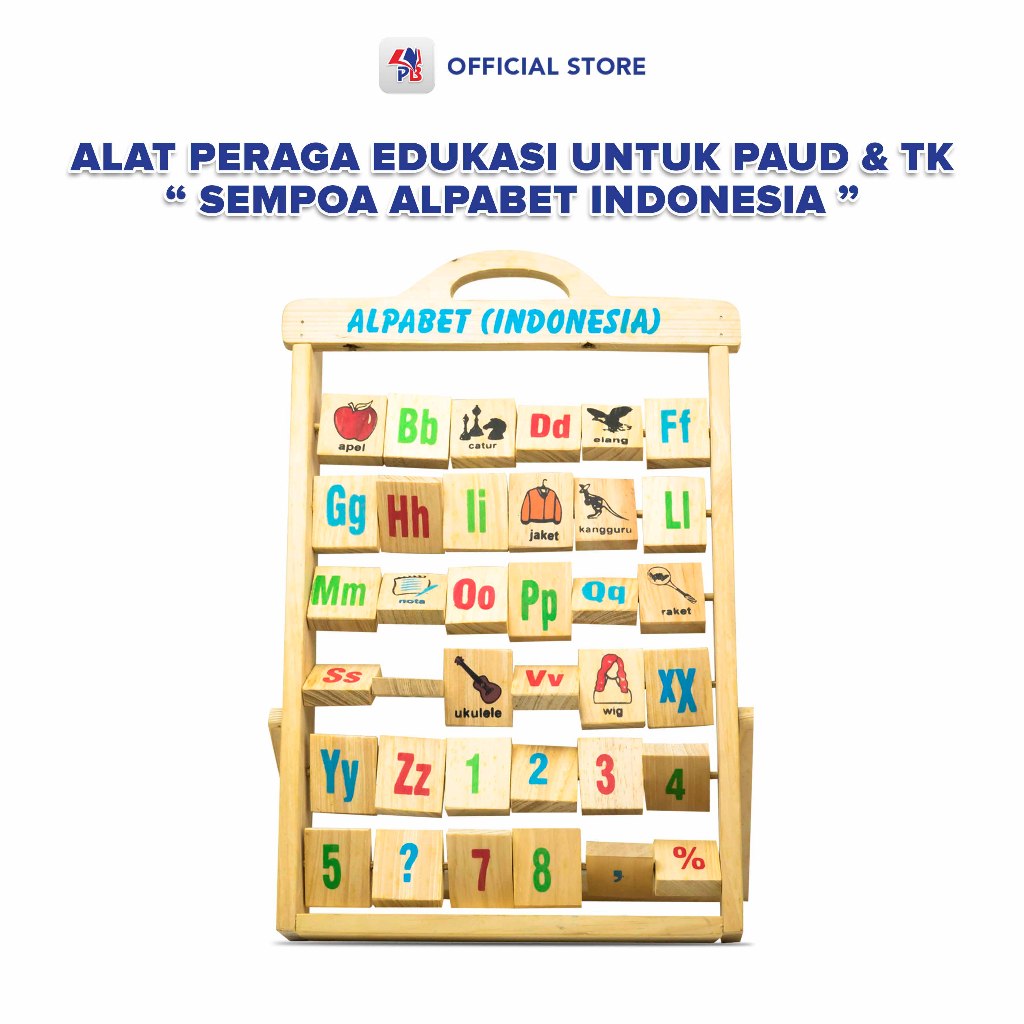 Educational Toys Wooden Blocks Abacus Indonesian Alphabet / Puzzles for ...