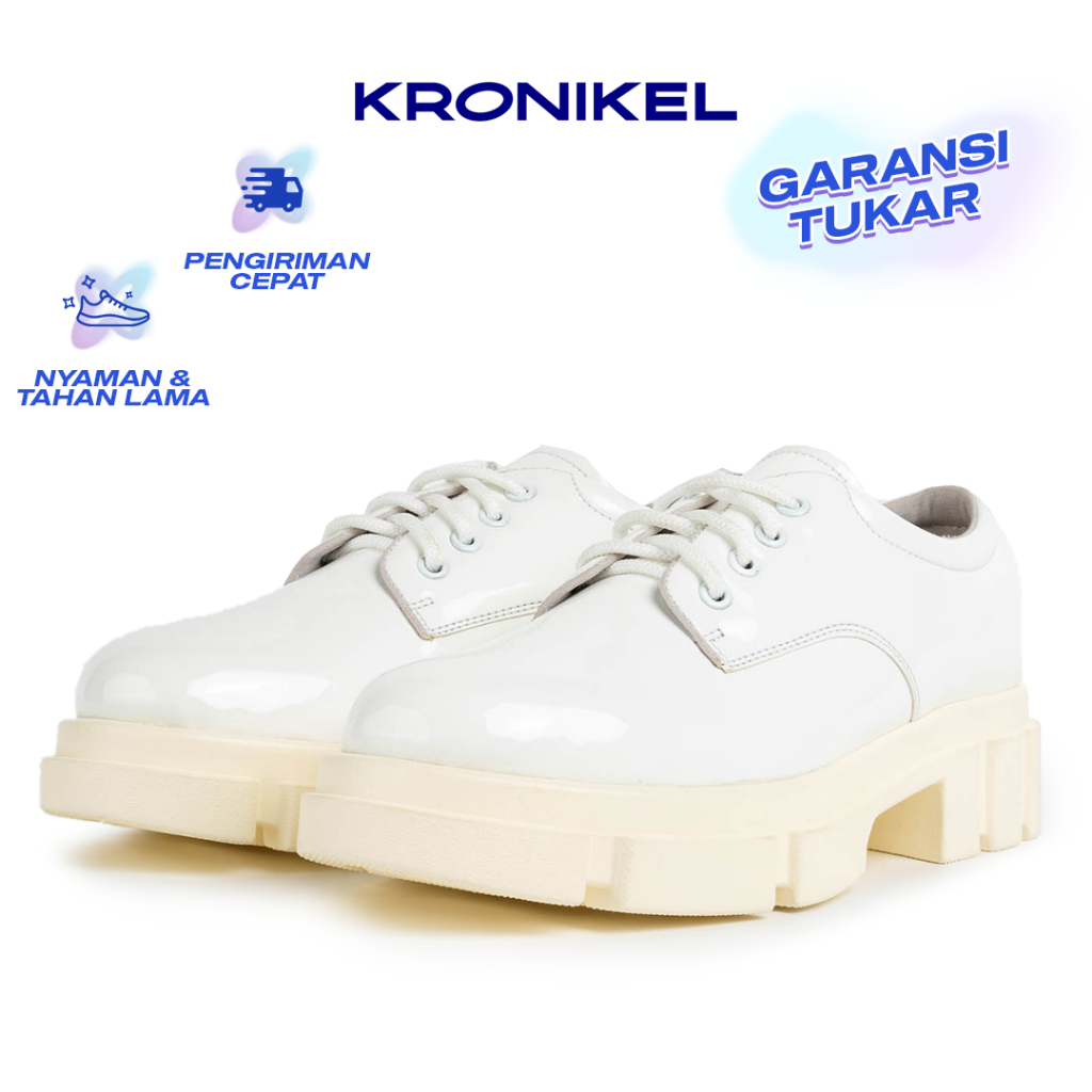 KRONICLE Harvey Derby Shoes White Glossy | Shopee Philippines