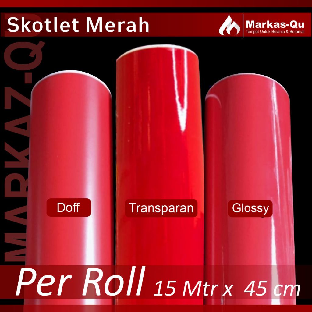 MERAH Transparent / Glossy / Matte Red Scots Sticker (per Roll ...