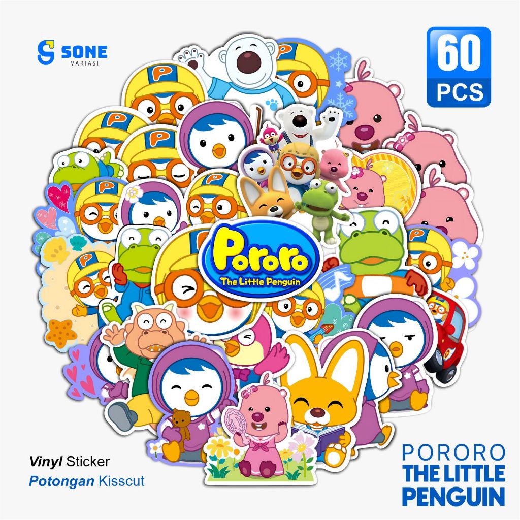 Pororo Cartoon Aesthetic Sticker - Waterproof Vinyl for Laptop ...