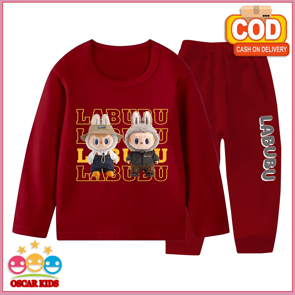 Labubu Pajamas Sleepwear for Girls Long Sleeve Printed Trousers 3 Years ...