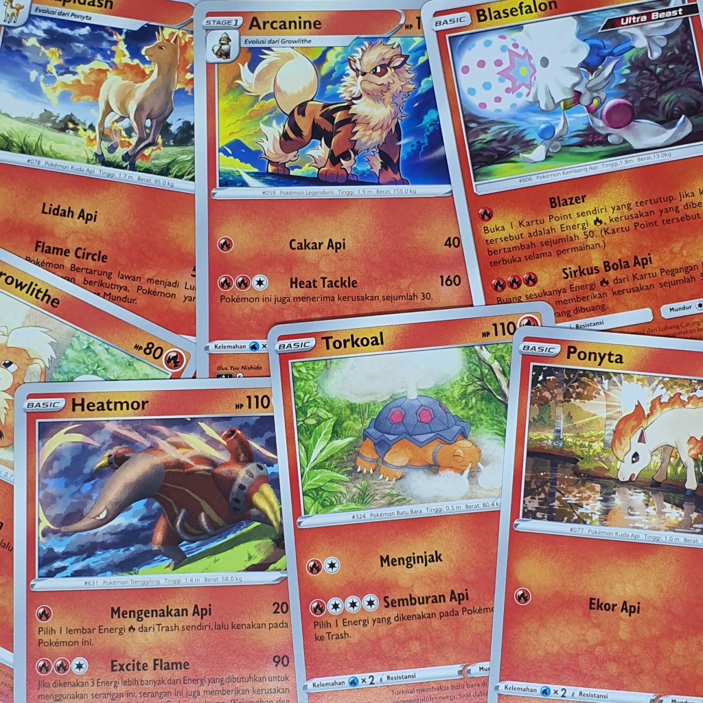 Fire Type Pokemon Card Fire Common Uncommon TCG Original Trading Card ...