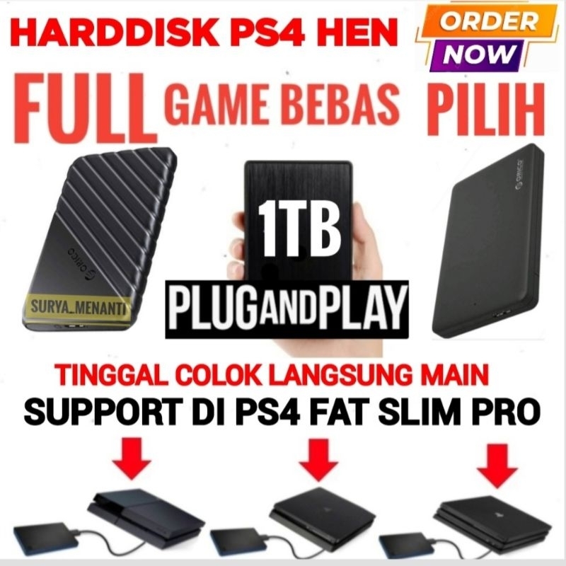 Ps4 HARD DISK HEN 1TB PLUG AND PLAY HDD GAME EXTERNAL HARD DISK ...