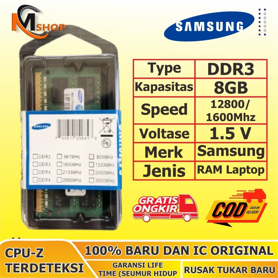 Memory Sodimm RAM Laptop DDR3 8GB PC3 PC3L PC12800 / 1600Mhz | Shopee ...