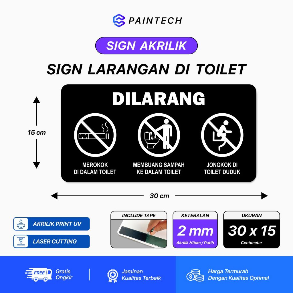 Acrylic Sign Prohibition in the Toilet Size 30 X 15 Signboard No ...