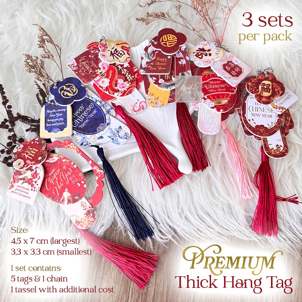 3 SET/pack PREMIUM Thick Chinese New Year Hang Tags / Thick Tag Hamper ...