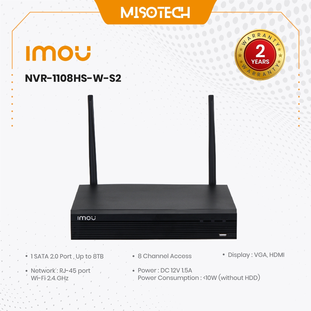 Imou NVR1108HS-W-S2 Wireless NVR 8 Channel 1080p WiFi 1 SATA IP Camera ...