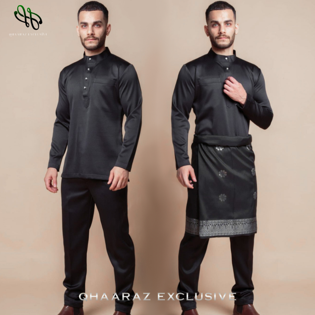 Zaffen Baju Melayu Men Modern Muslim Koko Suit Satin Velvet Material A ...