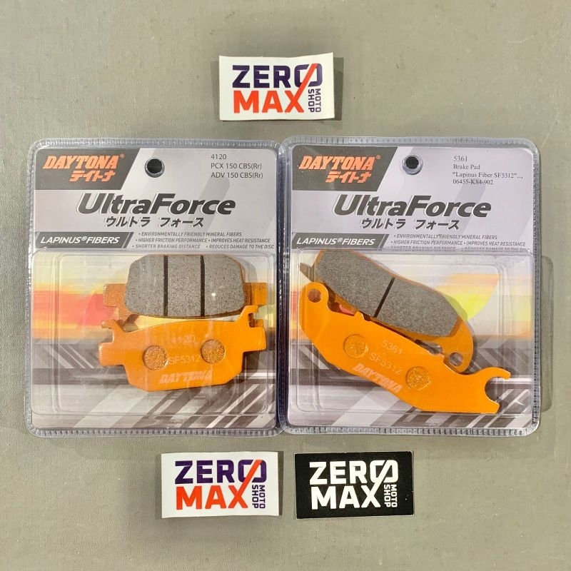 Front and Rear Brake Pads DAYTONA Lapinus Fibers PCX 160 ABS ADV 160 ...