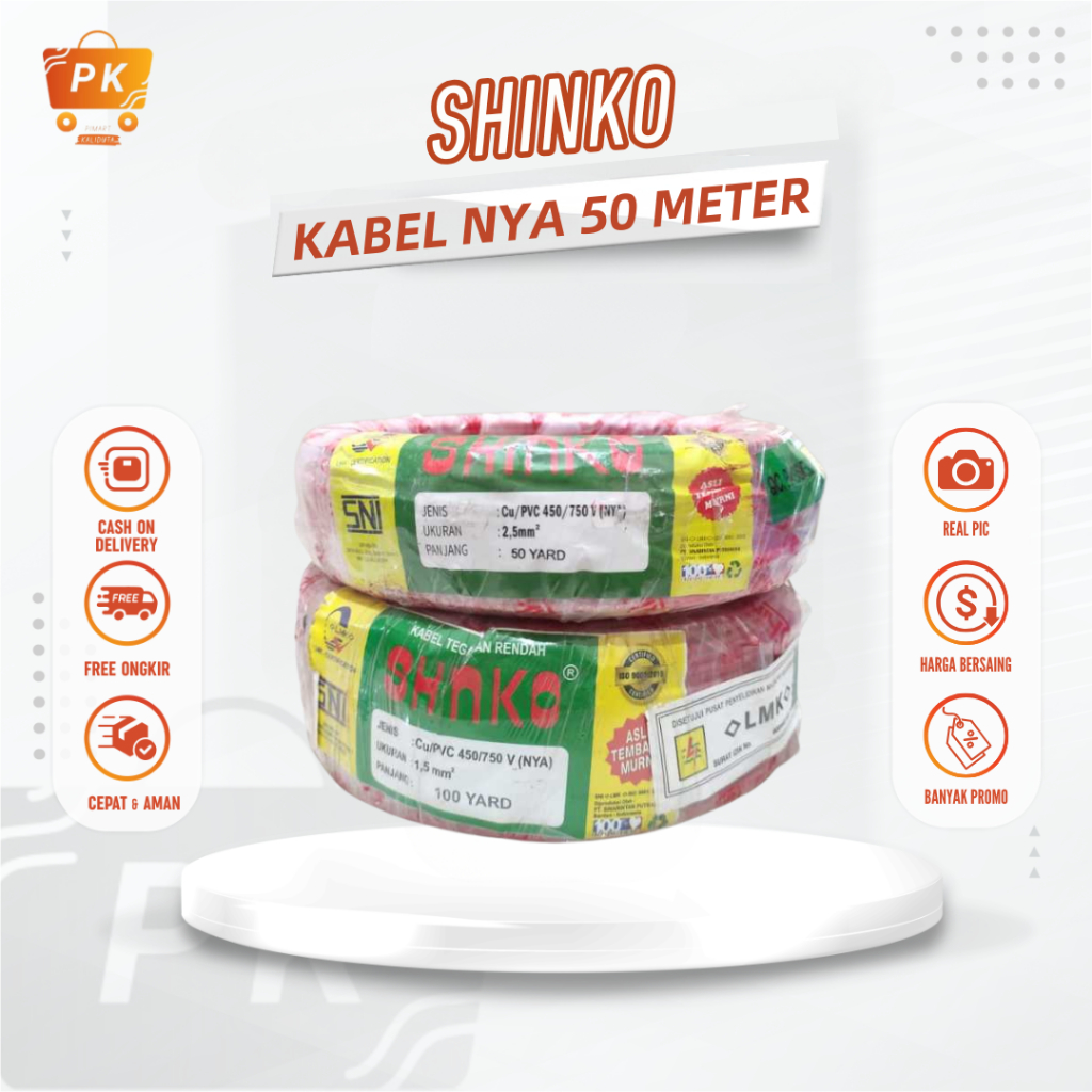 Nya Shinko Cable 1x1.5mm 50 & 100 Yards SNI Genuine Pure Copper ...