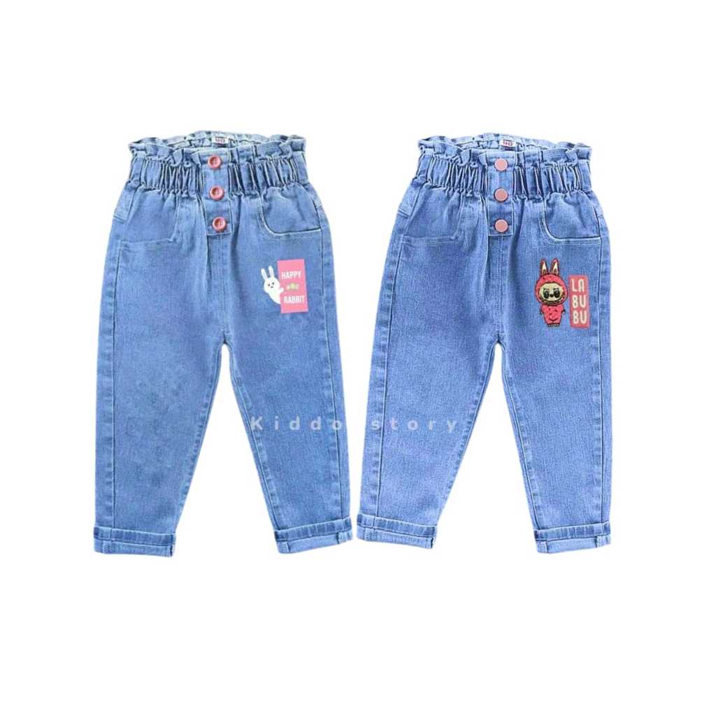Happy Rabbit Labubu Jeans for Girls Ages 2 3 4 5 6 7 years | Shopee ...