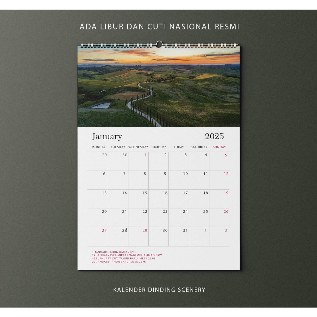 A3 Scenery 2025 Premium Quality Spiral Wall Calendar | Shopee Philippines