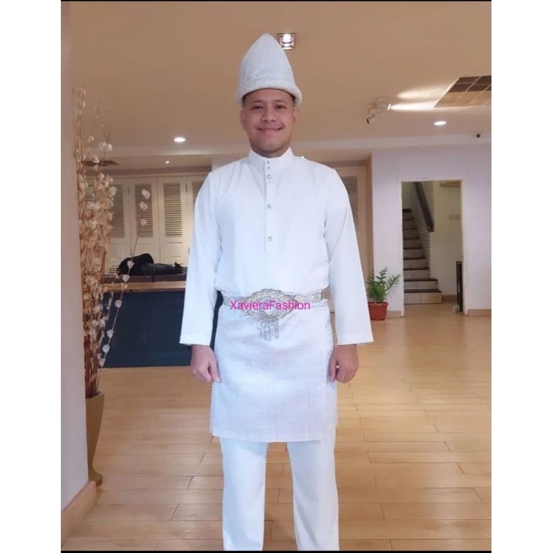 Men's Malay Shirt Teluk Belanga Material Satin Valvet Short Musang Suit ...