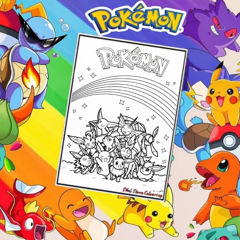 Pokemon V2 Theme Children's Coloring Paper / Drawing Paper (10 Sheets ...