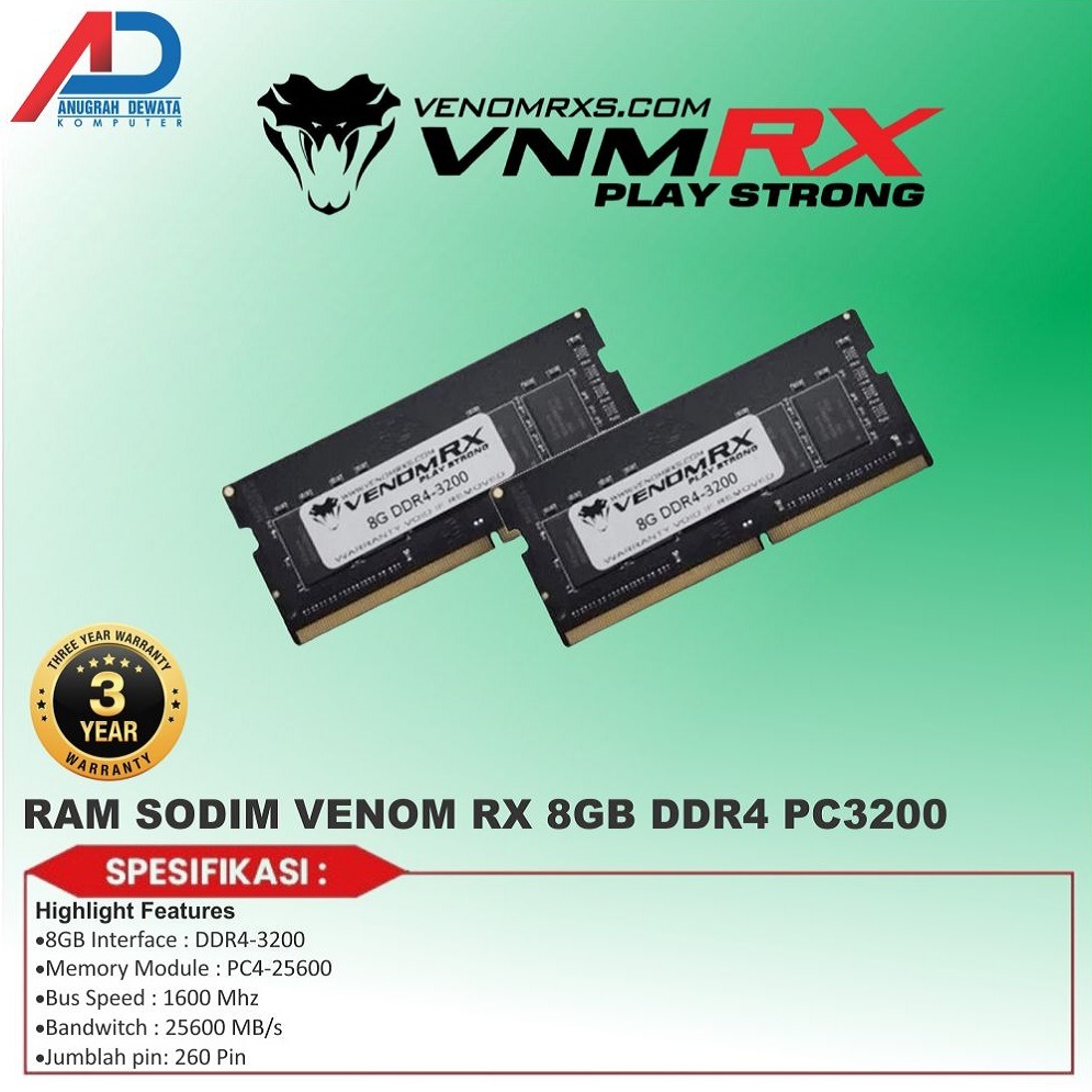 Venomrx DDR4 8GB 3200 Mhz RAM LAPTOP MEMORY SODIMM | Shopee Philippines