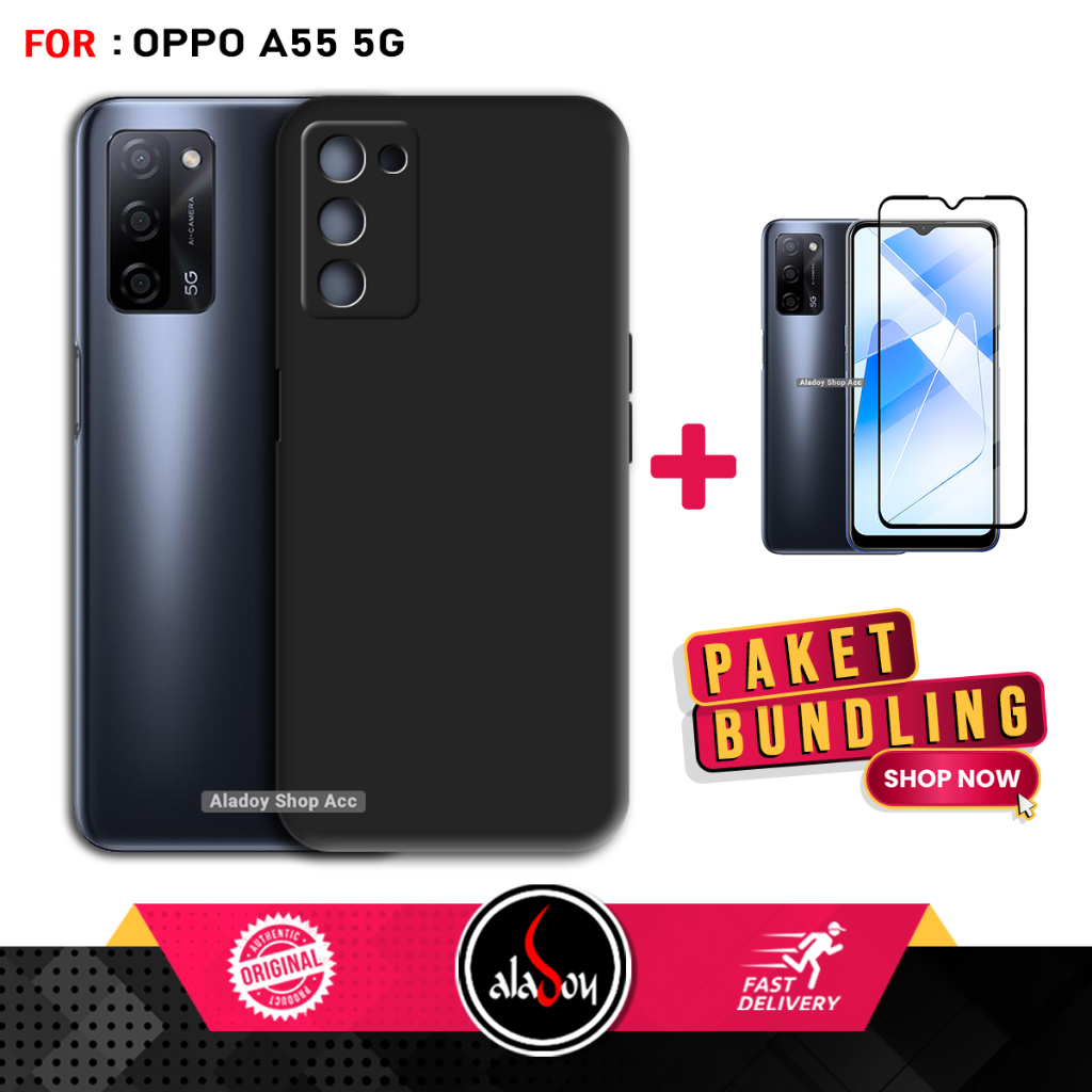 LAYAR Oppo A55 5G Case Premium Casing Free Tempered Glass Screen ...