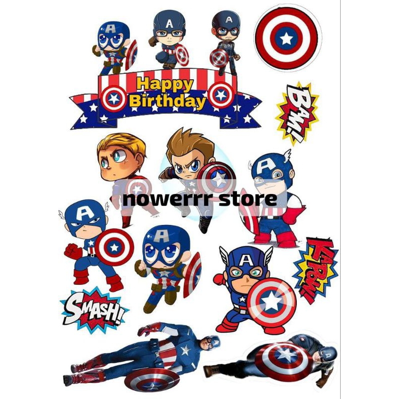 Captain AMERICA / CAPTAIN AMERICA Cake Topper Custom Name | Shopee ...