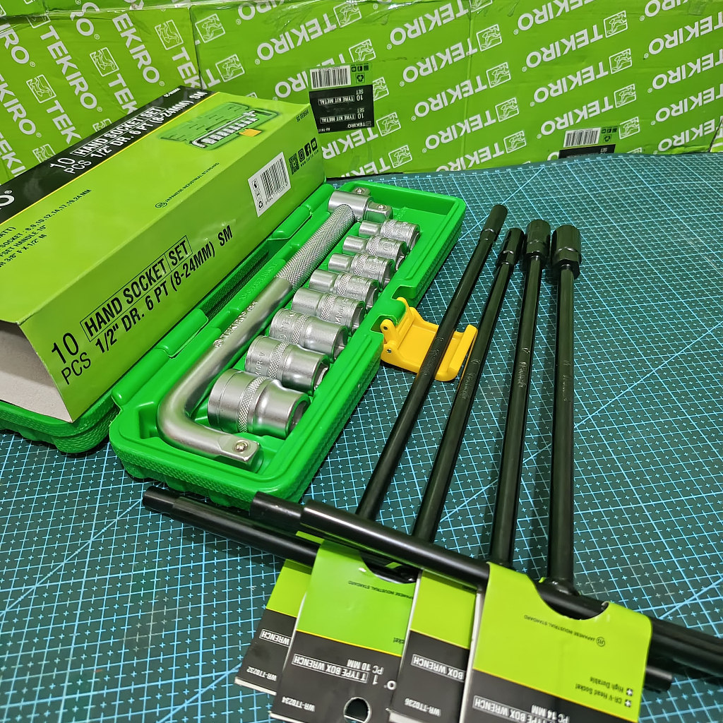 Tekiro Hand Socket Set 10 Pcs 1/2" Dr 6 Pt 8 - 24 Mm 1 Box / T Socket ...