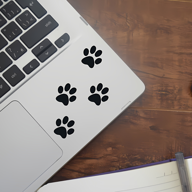 Cat Paw Silhouette Fingerprints Cat Sticker - Laptop Decal Macbook ...