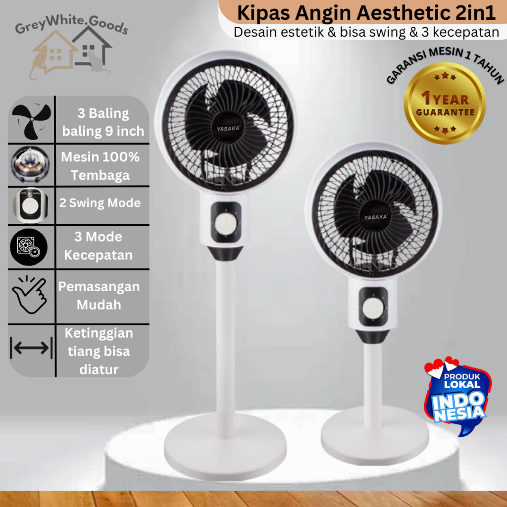 2in1 Standing Fan Aesthetic Rotation Fan Circulation 9 Inch 16 Inch ...