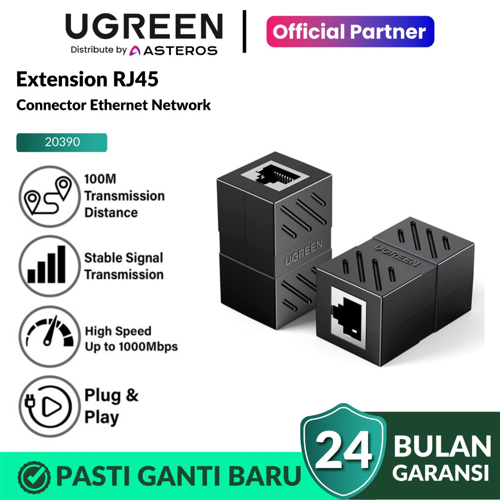 Ugreen 20390 BARREL RJ45 CONNECTOR LAN ETHERNET FEMALE TO FEMALE CAT 5 ...