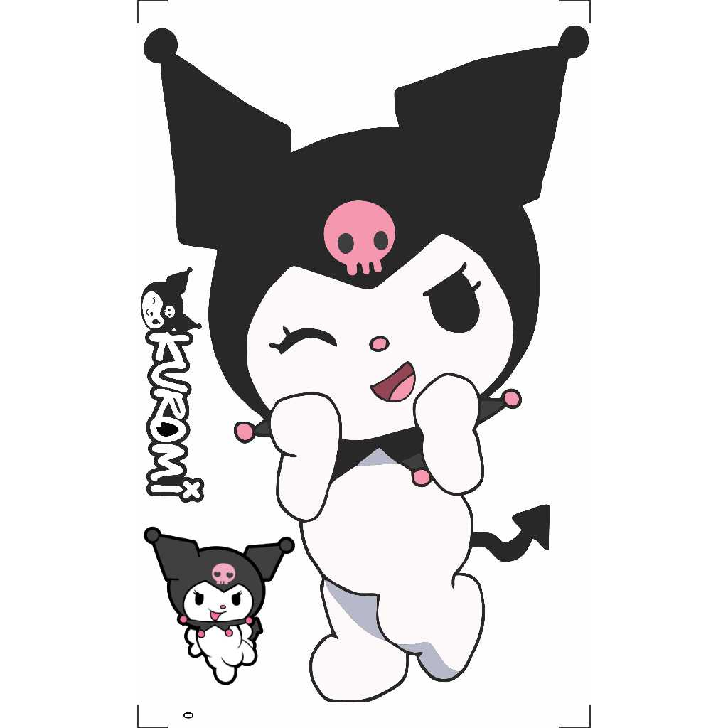 Kuromi Jumbo Character white waterproof vinyl wall Sticker, size 30 x ...
