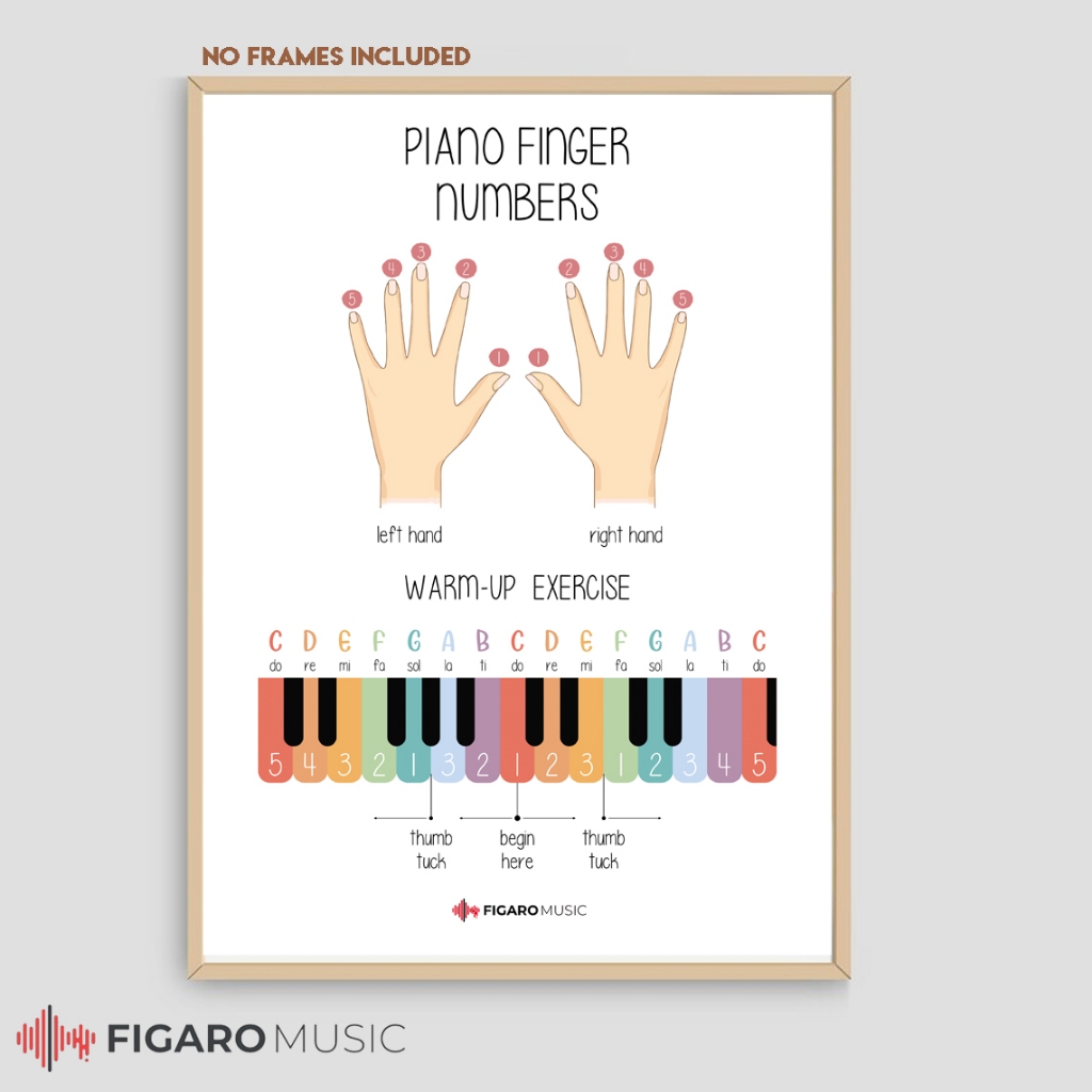 Piano Poster Notes and Finger Numbers Poster, Piano Music Theory ...