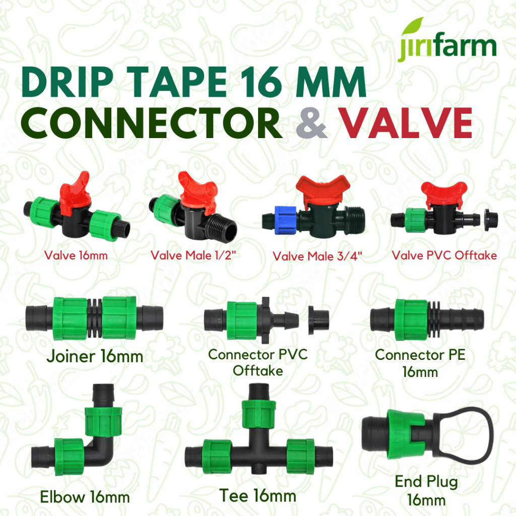 JIRIFARM - Driptape Connector Valve 16mm / Connector Hose Drip Tape Tee ...
