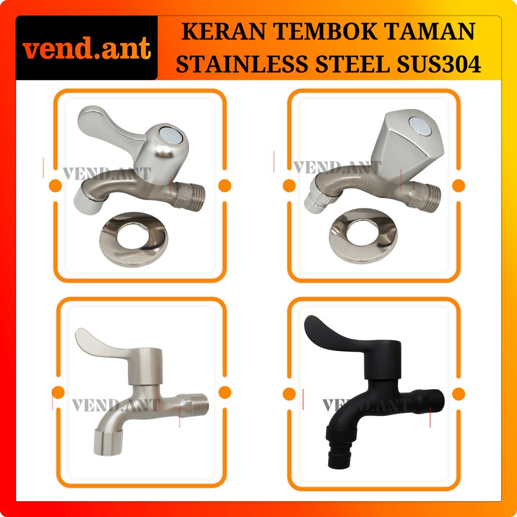 Ablution Wall Water Tap Garden Faucet SUS304 Stainless Steel Hose 1/2 ...