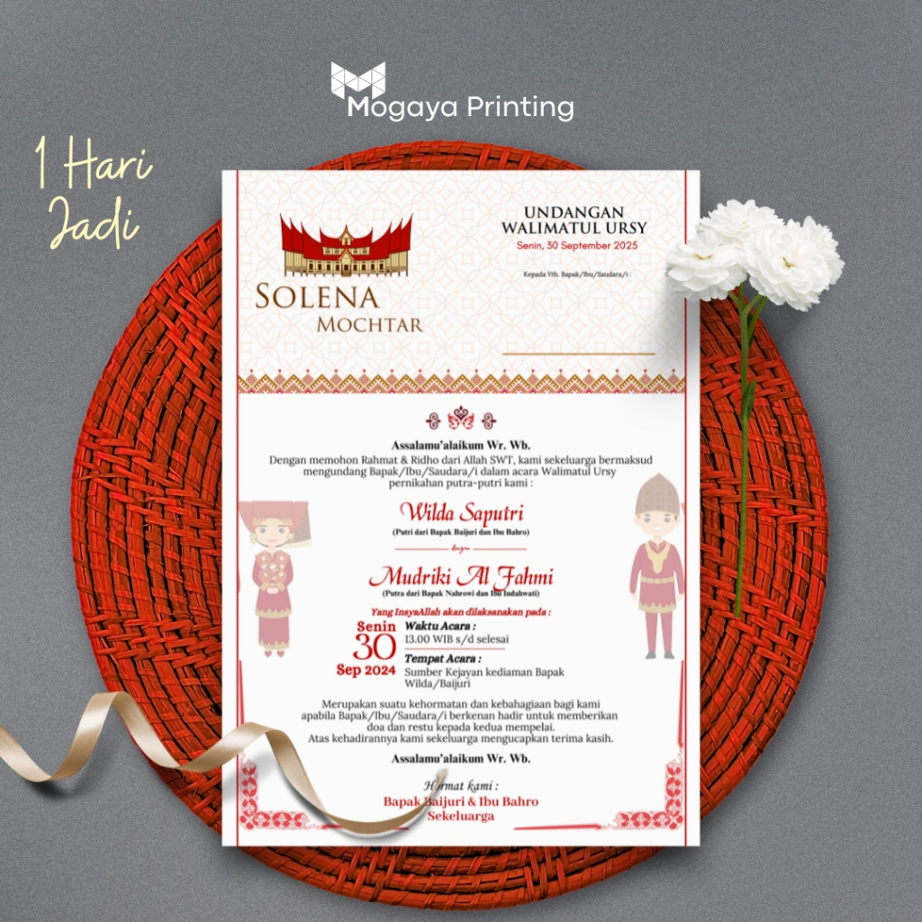 Walimatul Ursy Invitation Minang Traditional Wedding HVS A4 Mogaya ...