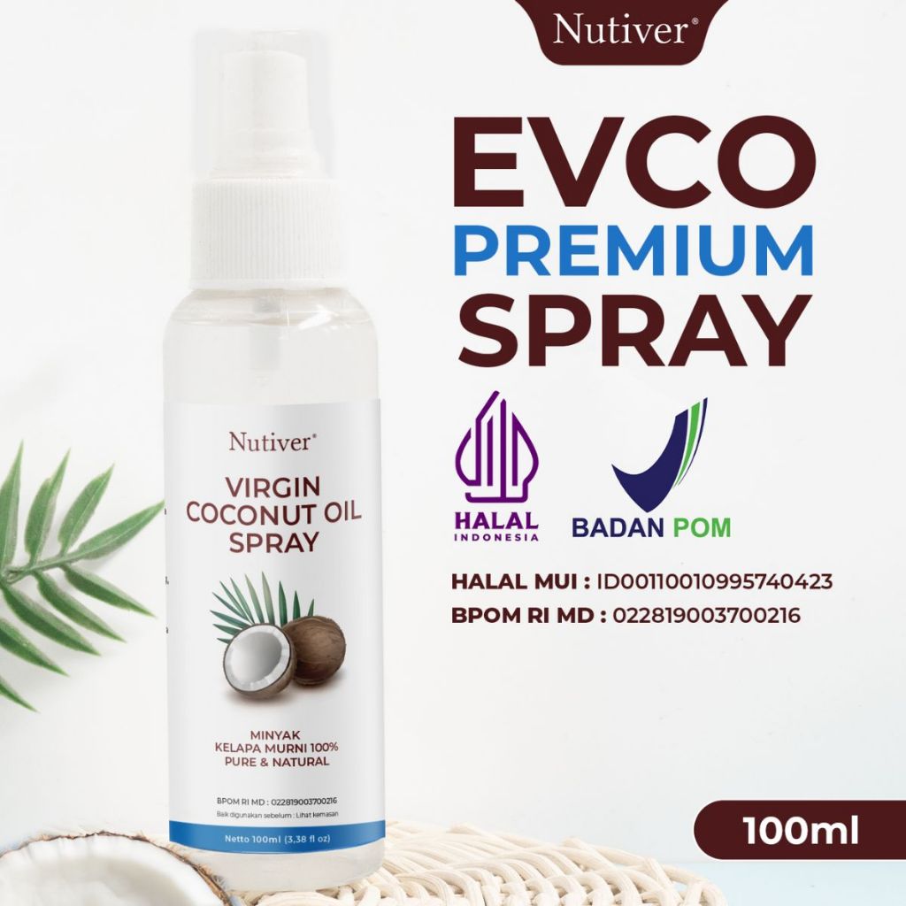 Nutiver EXTRA VIRGIN COCONUT OIL EVCO VCO SPRAY 100ML / 100% PURE COCONUT OIL / COCONUT OIL ...