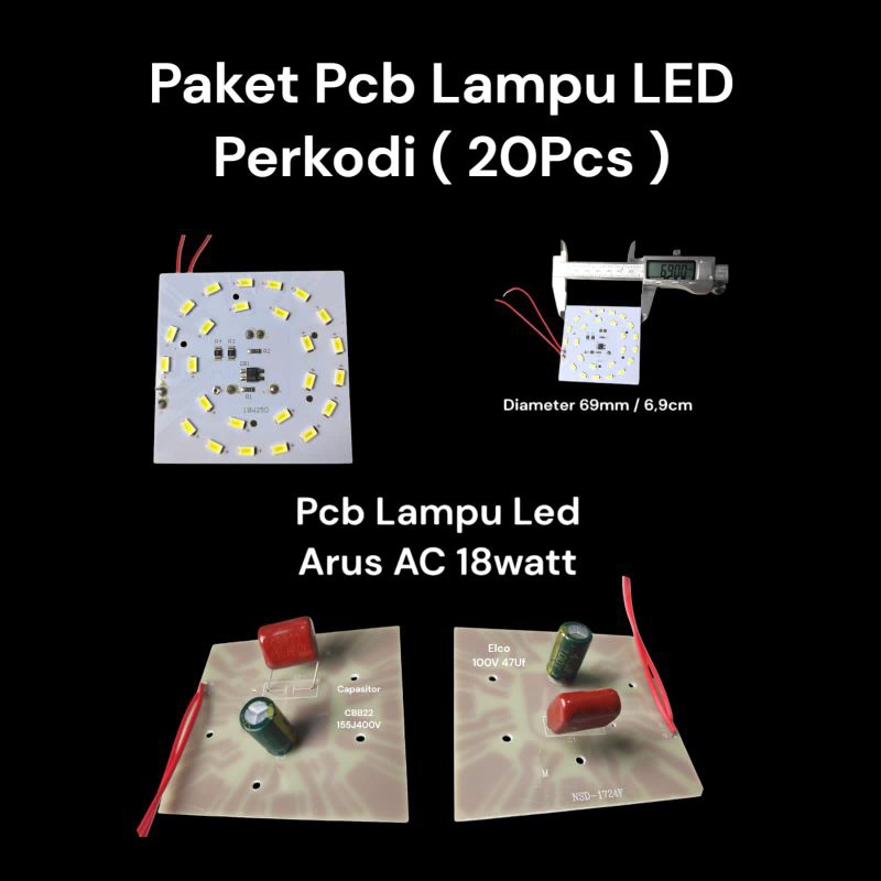 18 watt LED Lamp Pcb Perkodi Contents (20 Pcs) | Shopee Philippines