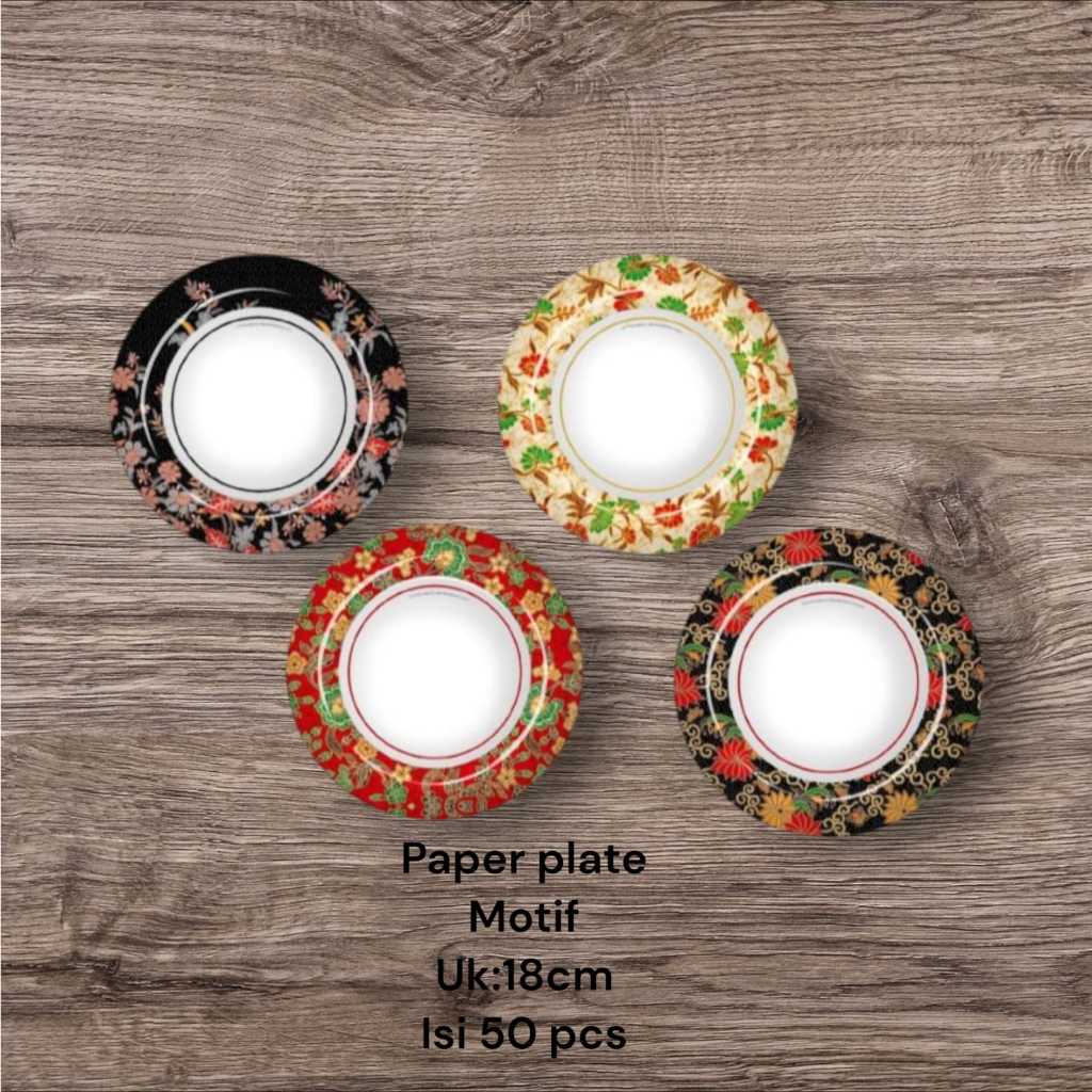 Paper Plate Paper Plate Batik Motif 18 cm Contains 50 Pcs OKEY | Shopee ...