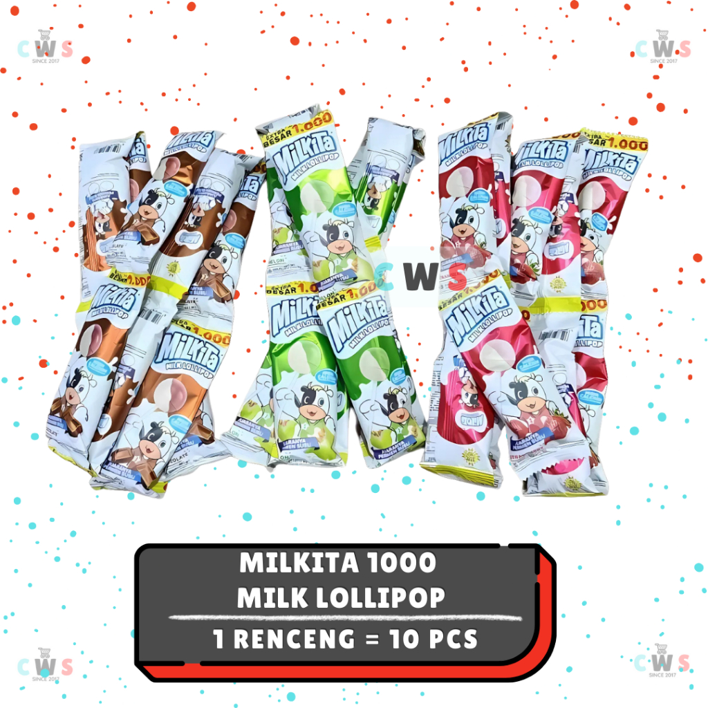 Milkita Milk Lollipop Candy 1000's Chocolate Strawberry Melon Sachet ...
