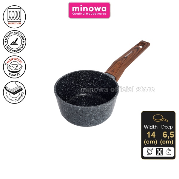 Minowa Panci / Wok / Teflon Marble Saute Marble Pan 14 CM Non-Stick ...